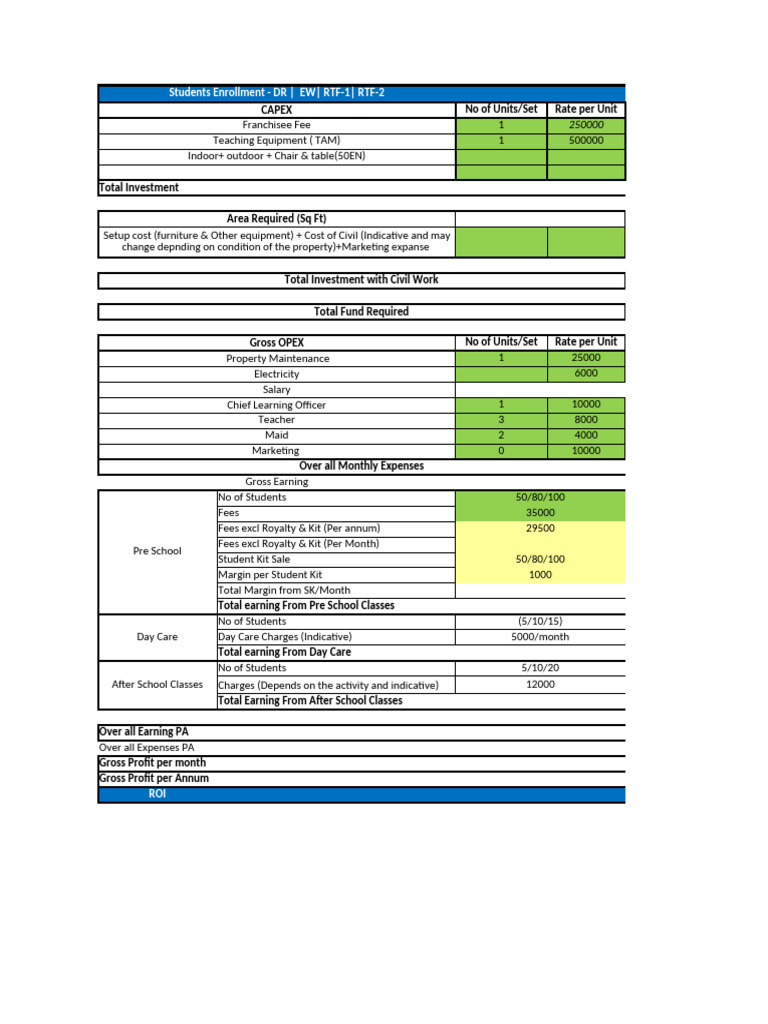Investment Calculation - ROI Gamma Model | PDF