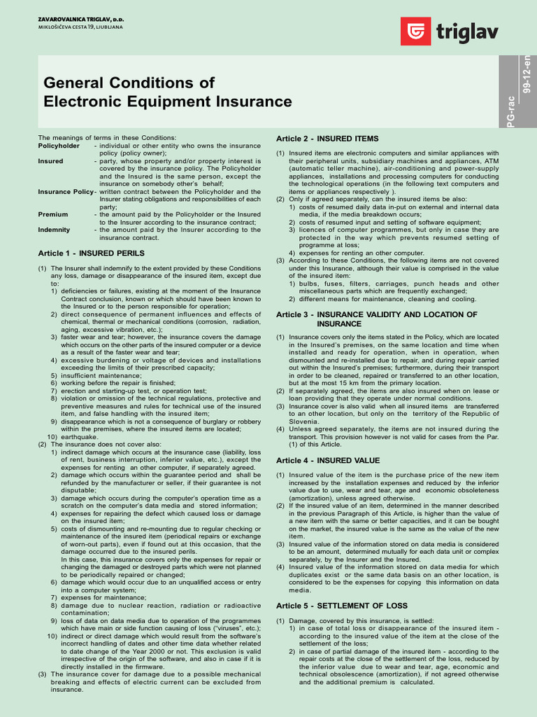 Annex IV General Terms and Conditions For Goods | PDF | Insurance ...