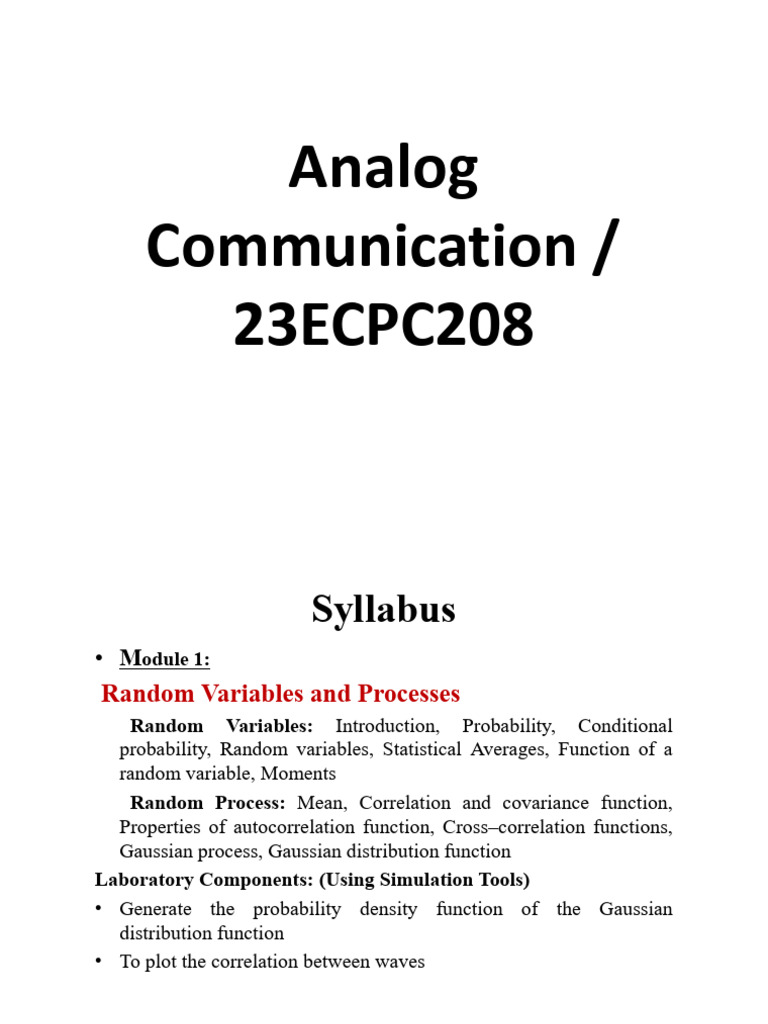 Analog Communication Syllabus Overview | PDF | Frequency Modulation ...