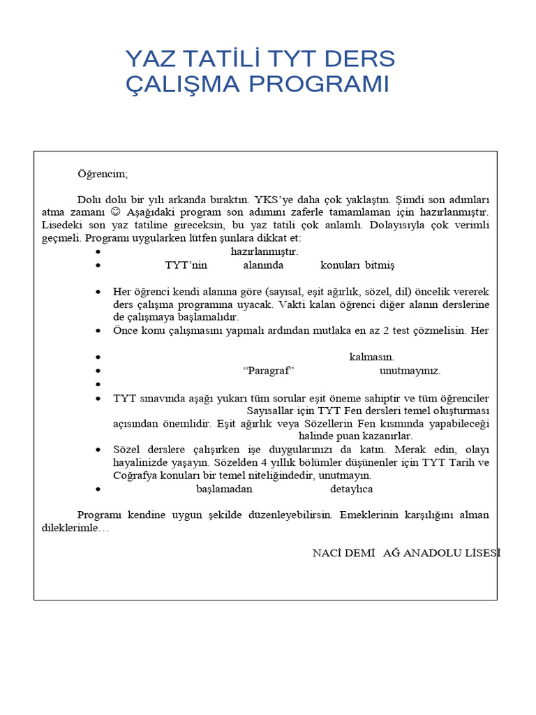 Tyt Bi̇ti̇rme Programi | PDF