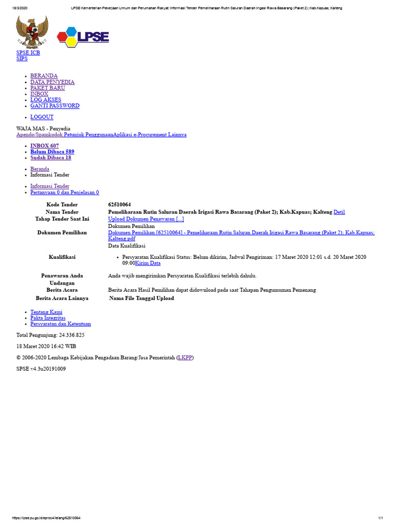 LPSE Kementerian Pekerjaan Umum Dan Perumahan Rakyat - Informasi Tender Pemeliharaan Rutin ...