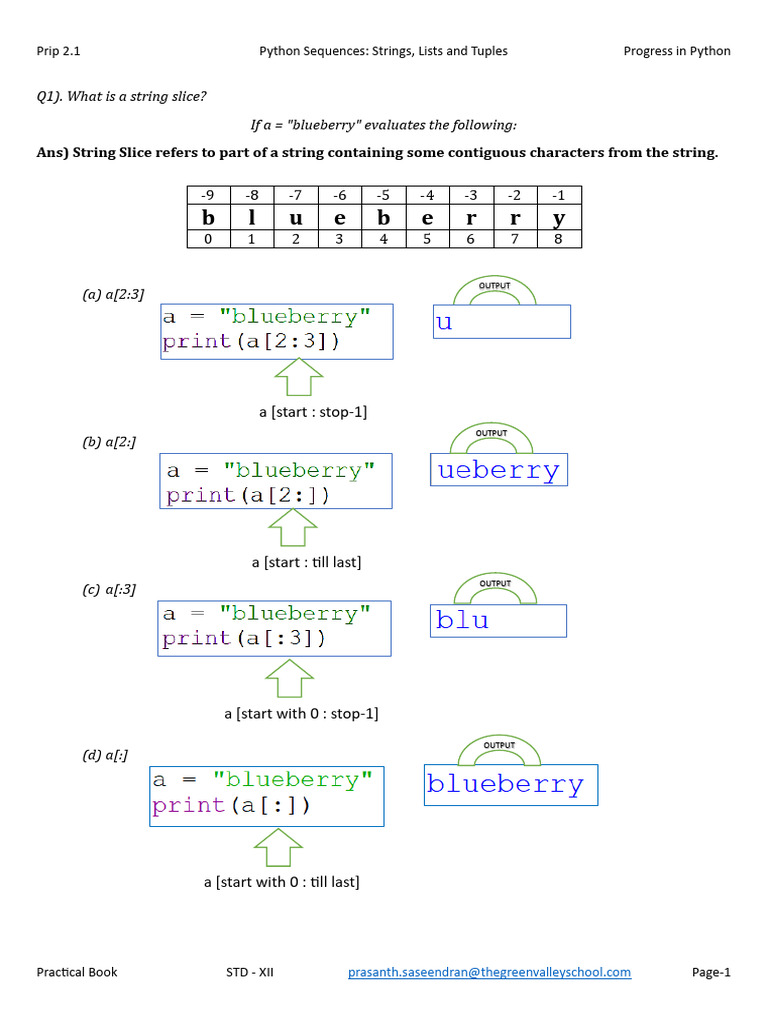 Practical Book - STD-12th - Chapter - 2 Python Revision Tour-2.1 | PDF | String (Computer ...