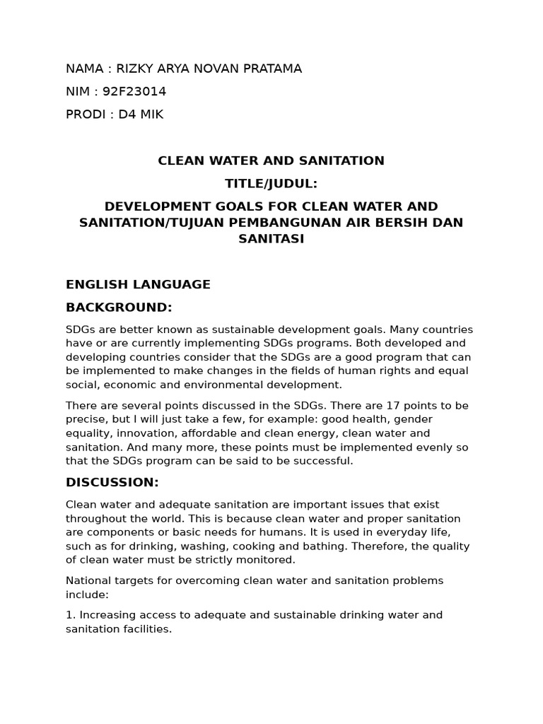 Clean Water and Sanitation | PDF