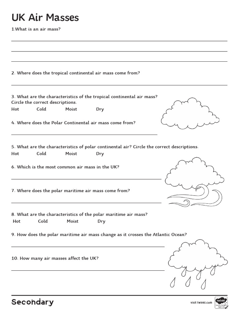 UK Air Masses Questions Higher Ability | PDF