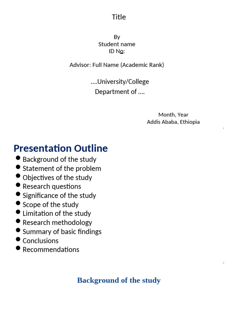 Sample Format For Your Thesis Oral Presentation | PDF | Methodology ...