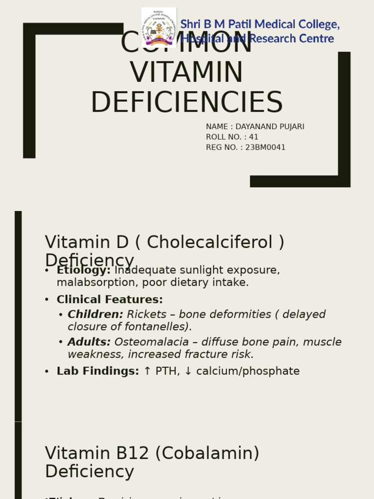 Common Vitamin Deficiencies | PDF