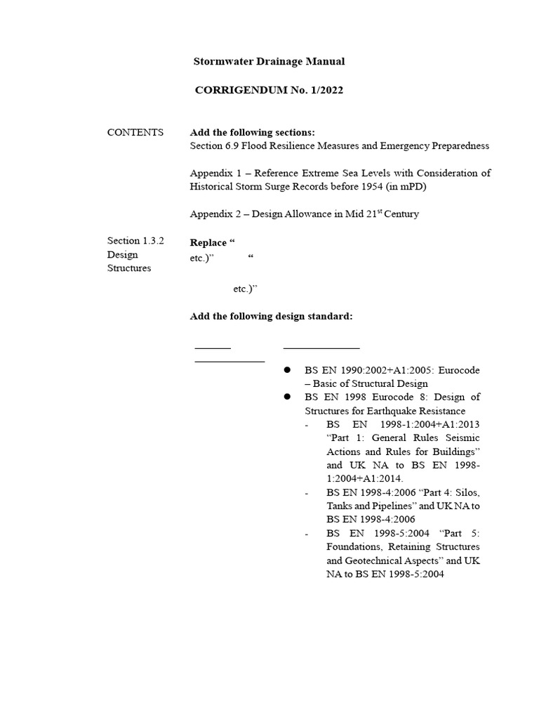 Corrigendum No. 1 2022 of Stormwater Drainage Manual | PDF | Greenhouse Gas | Climate Change