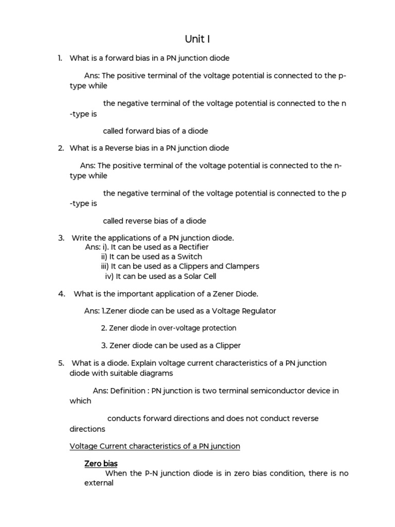 BEEE Unit I Important Questions | PDF | P–N Junction | Bipolar Junction Transistor