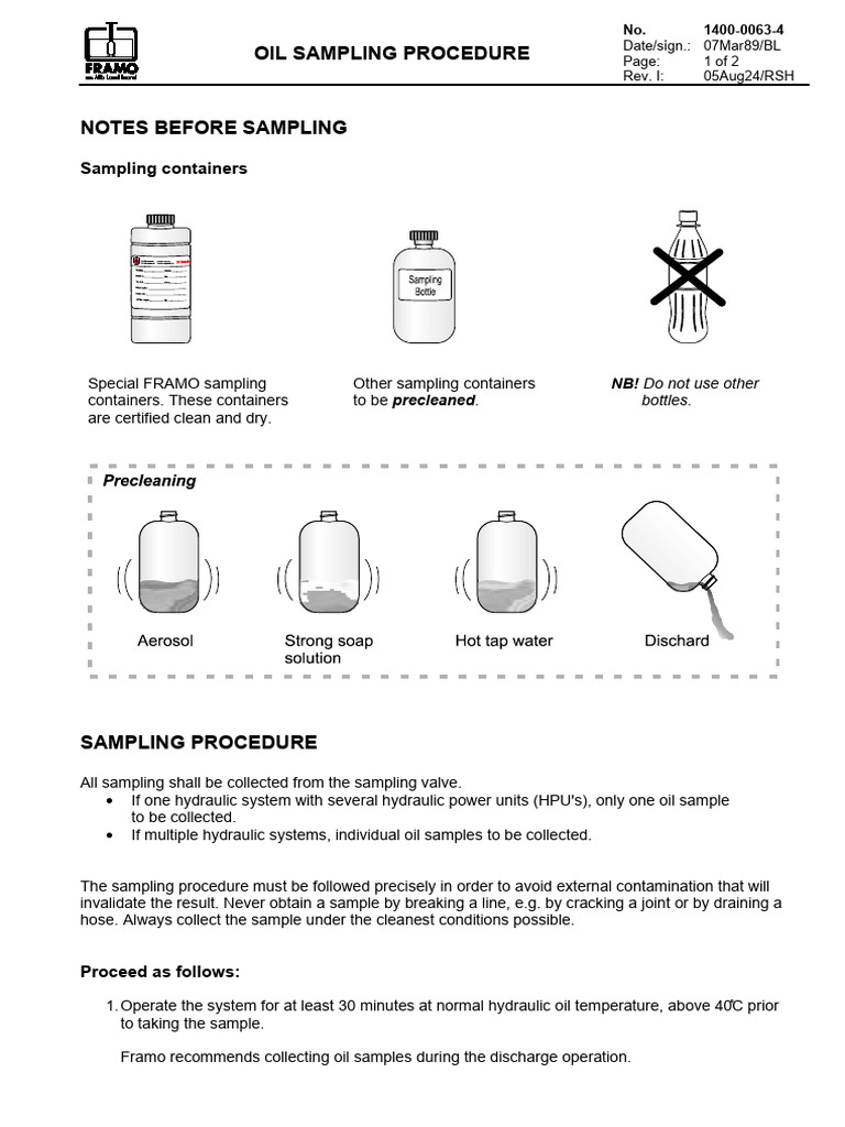 Oil Condition Monitoring - Sampling Procedure | PDF