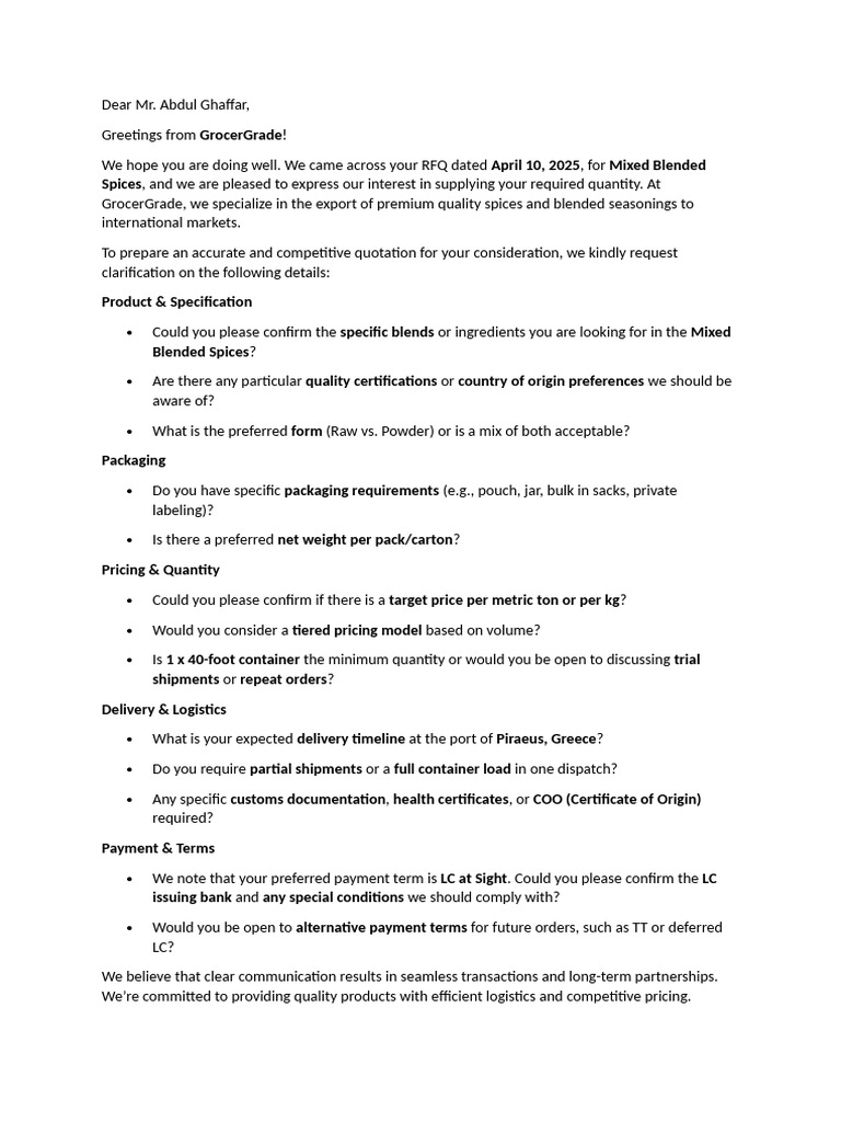 Grocer Grade Intro and Greeting | PDF