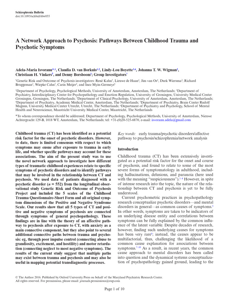 2016-A Network Approach To Psychosis Pathways Between Childhood Trauma ...