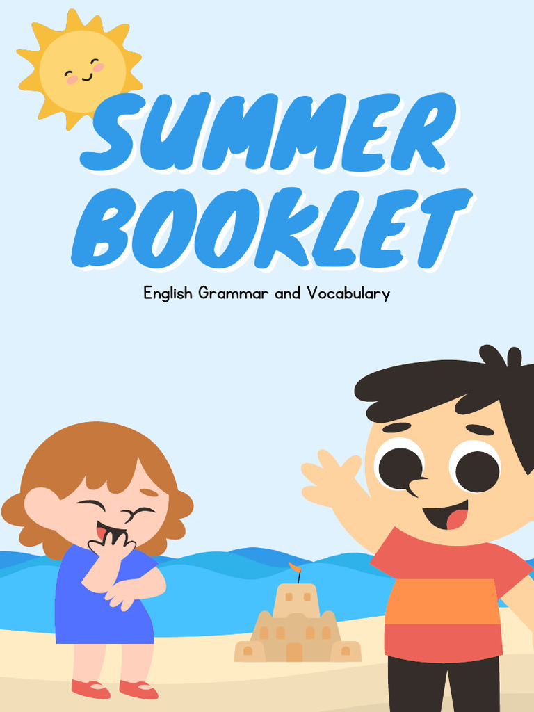 Summer Grammar and Vocabulary Activity Book in Blue White Cute Style | PDF