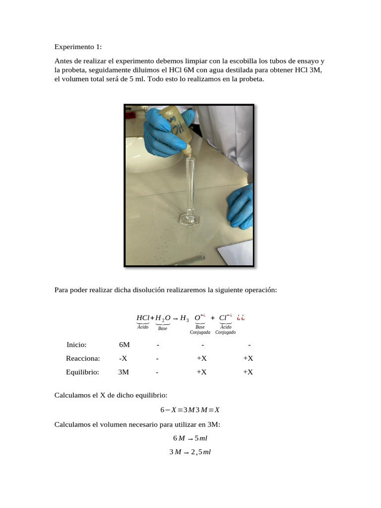 Experimento 1 Labo 2 | PDF | Ácido clorhídrico | Magnesio