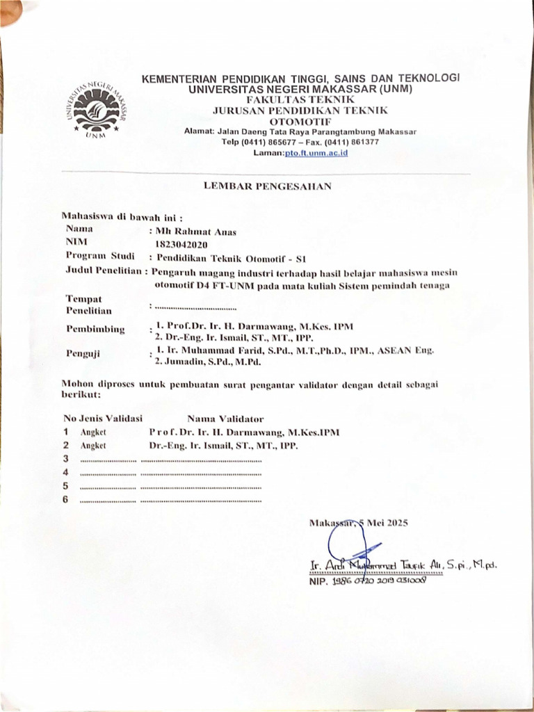 Lembar Validator Rahmat Anas | PDF