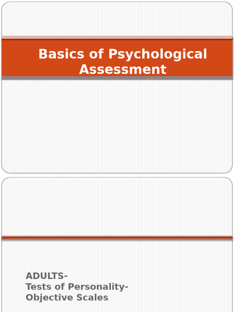 Basics of Psychological Assessment | PDF | Wechsler Adult Intelligence Scale | Psychology