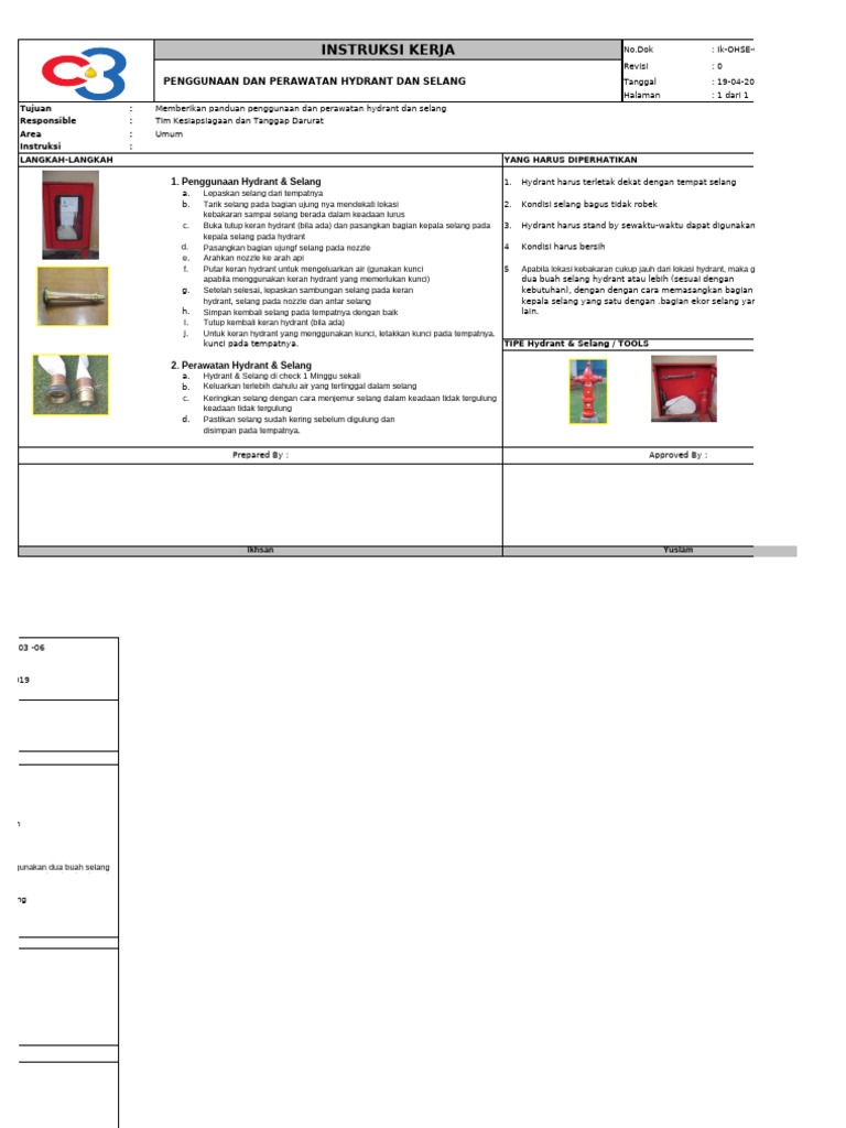 IK-OHSE-03-06 Penggunaan Dan Perawatan Hydrant Dan Selang | PDF