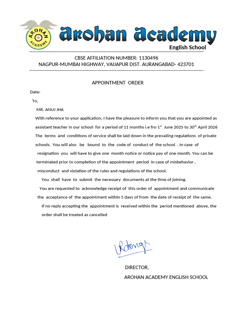 Arohan Appoinment | PDF