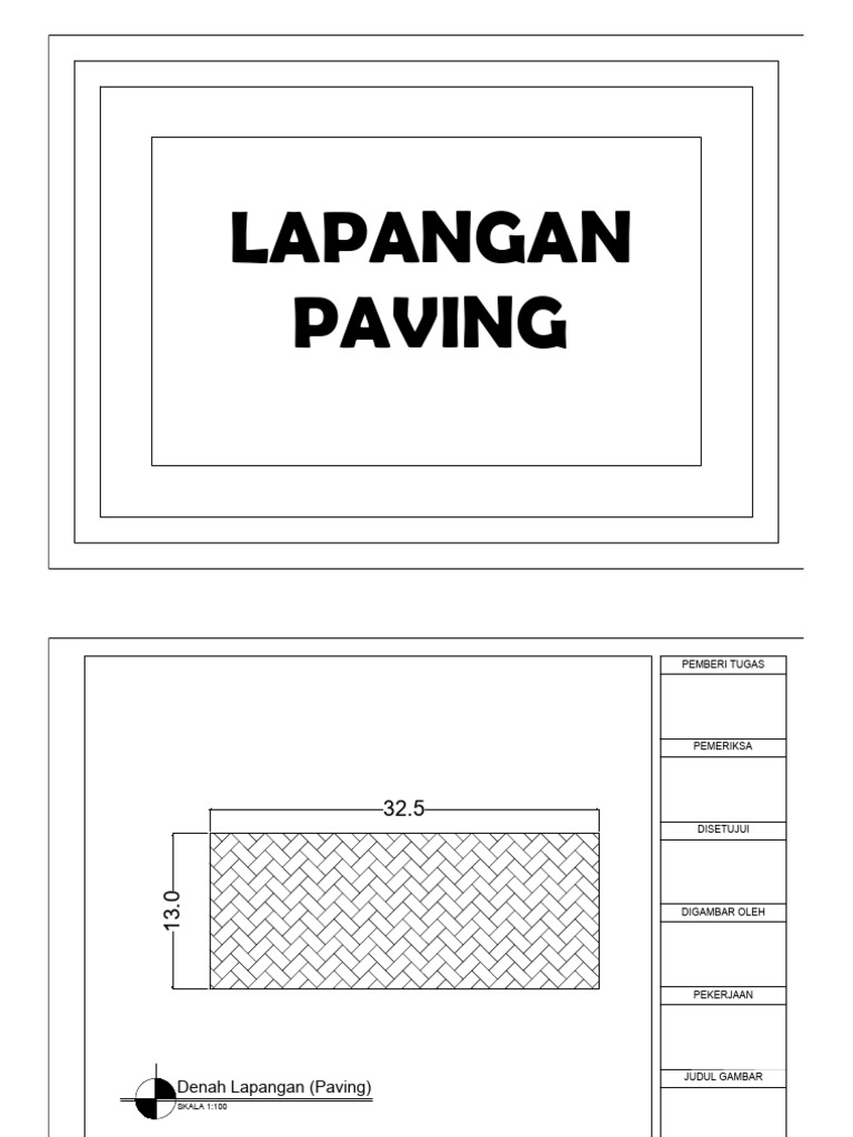 Denah Lapangan Paving 1:100 | PDF
