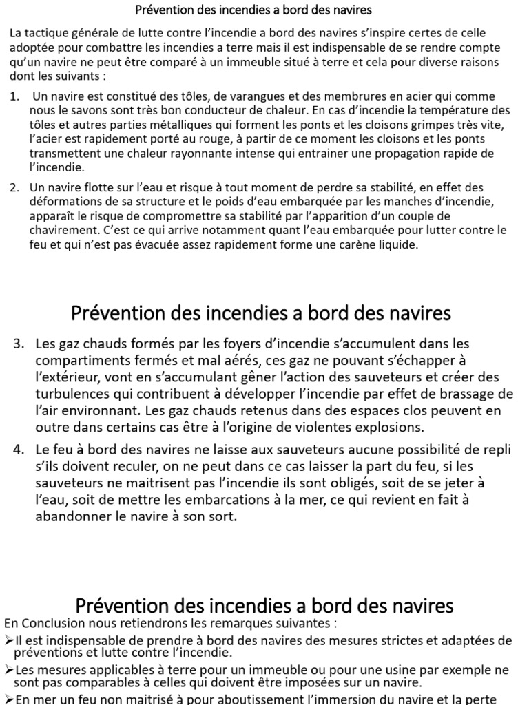 Prévention des incendies à bord des navires | PDF | La combustion ...