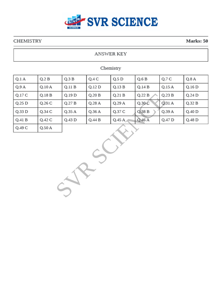 Chemistry Ans Key 05 May | PDF | Gibbs Free Energy | Heat