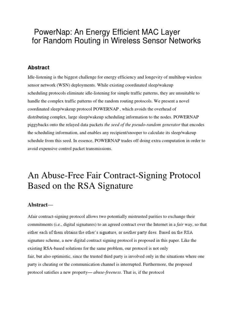 An Abuse-Free Fair Contract-Signing Protocol Based On The RSA Signature | PDF | Wireless Ad Hoc ...