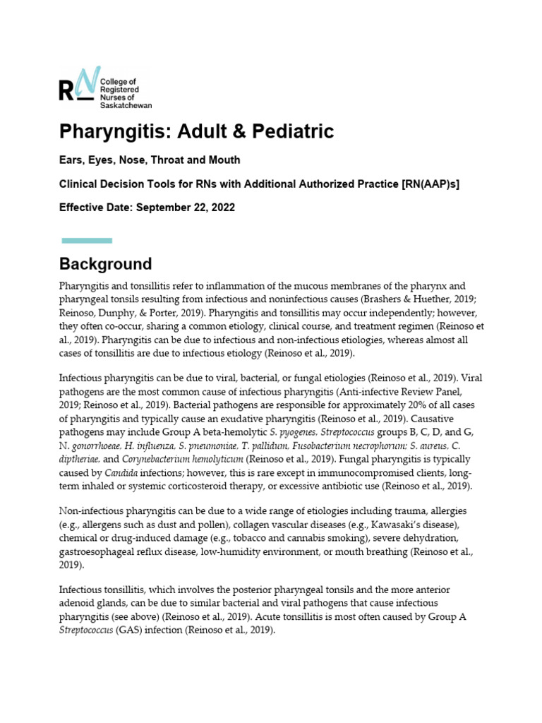 Pharyngitis Adult Pediatric CDT 2022 | PDF | Streptococcus | Diseases And Disorders