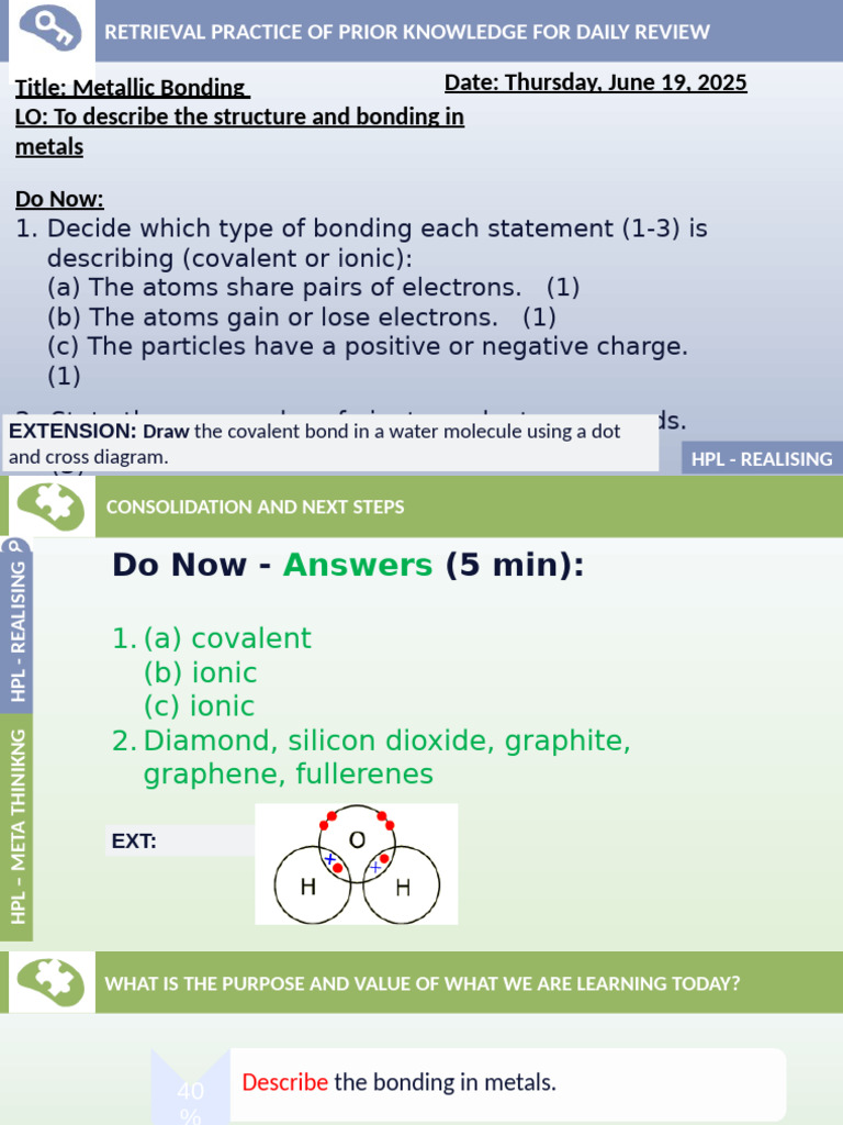 L5 Metallic Bonding | PDF | Chemical Bond | Metals