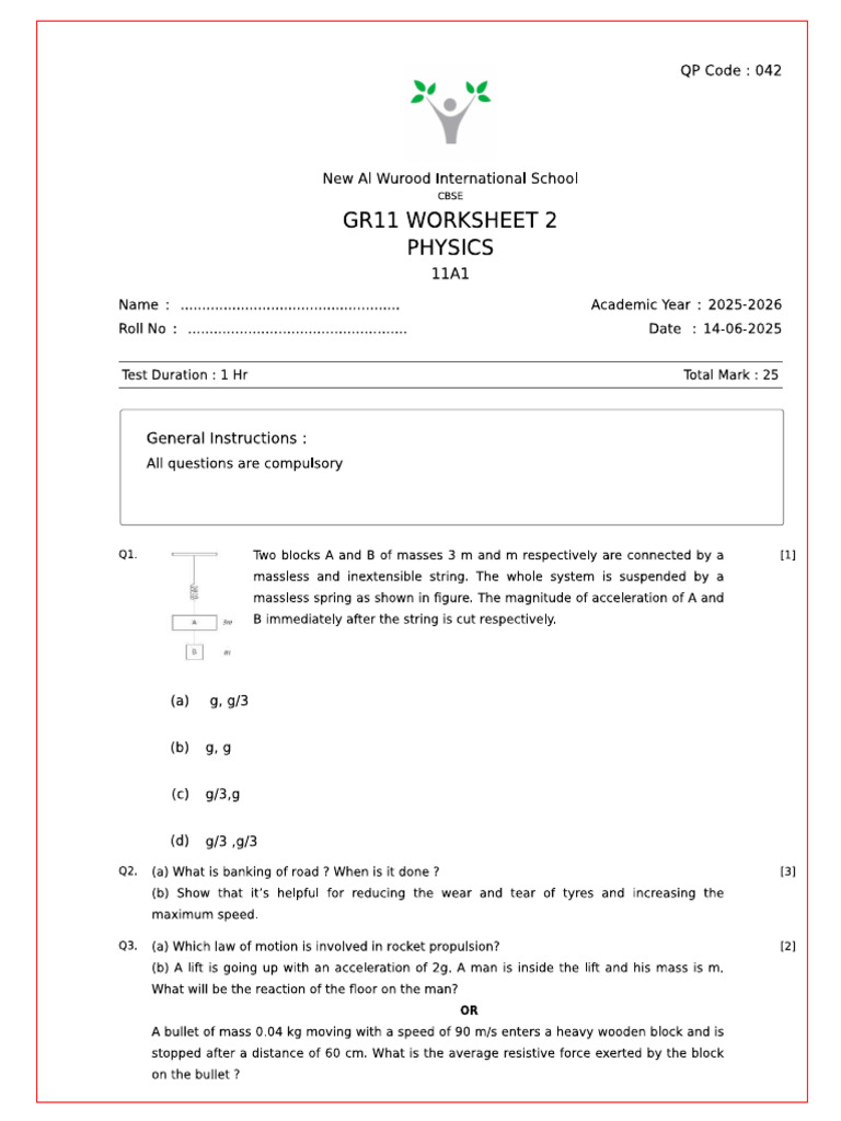 GR11 Worksheet 2 | PDF