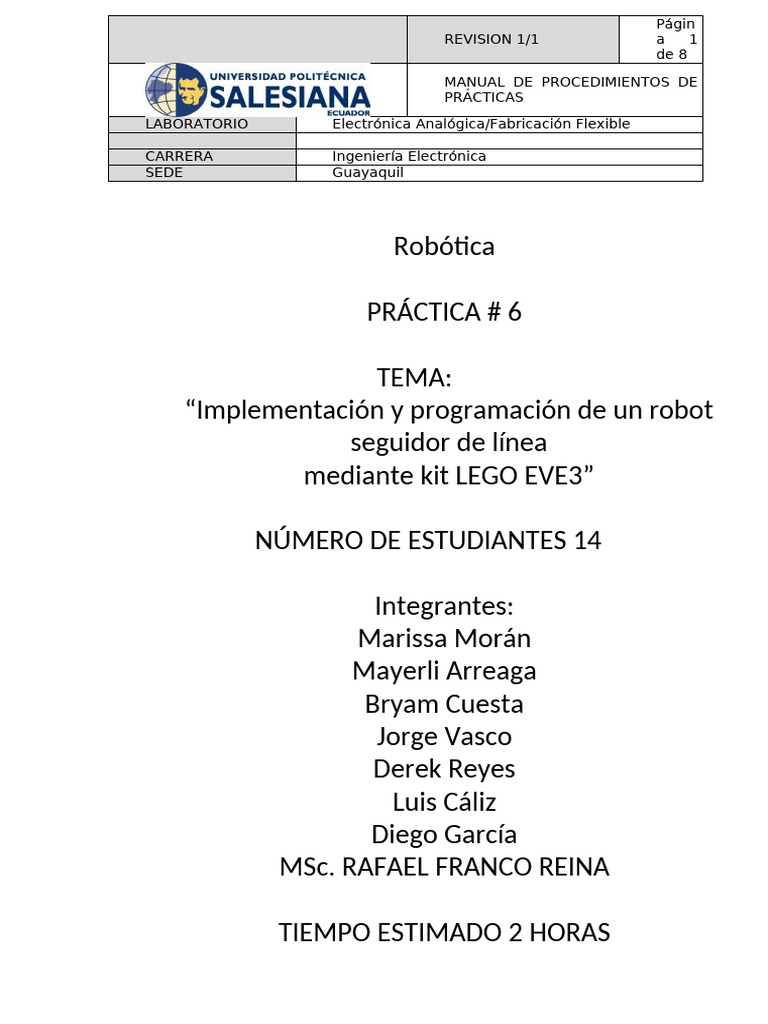 Informe Practica6 | PDF | Robot | Robótica