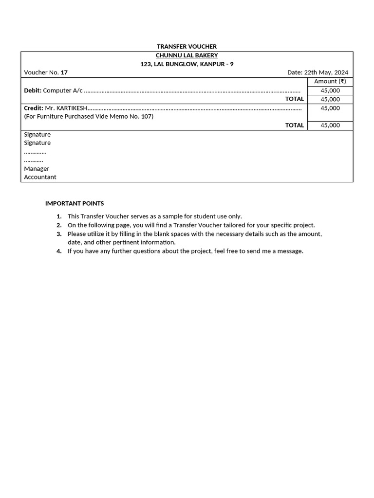 Transfer Voucher Sample for Students | PDF