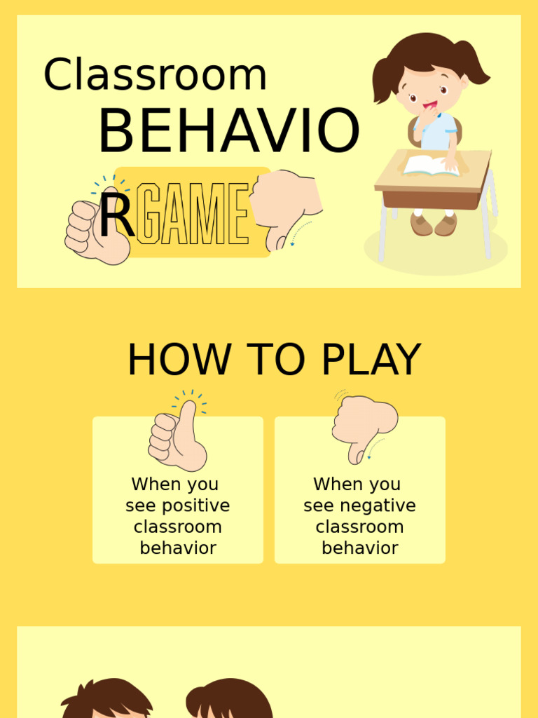 Yellow Illustrated Positive Vs Negative Classroom Behavior Game ...