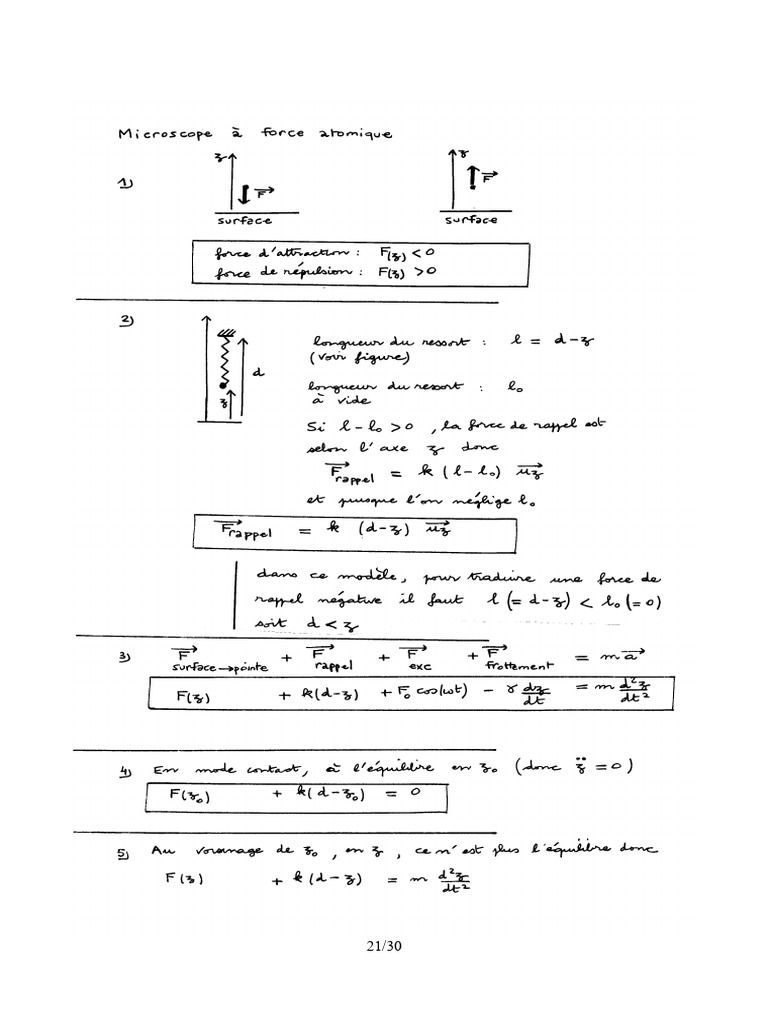 MPSI 1 CORRIGE DS N 6 MicroscopeForceAtomique | PDF