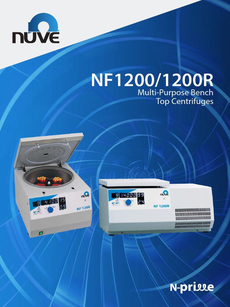 Nuve Bench Top Centrifuge NF1200 NF12000R Leaflet ENG | PDF | Centrifuge | Manufactured Goods