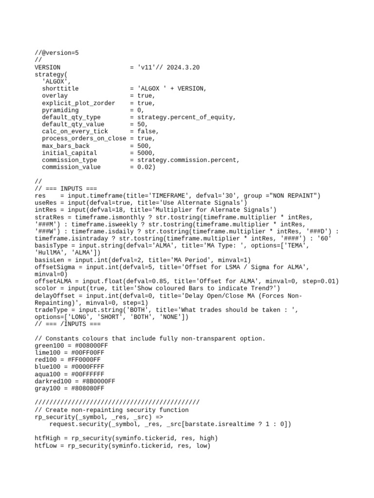 Indicator ALGOX V11 For TradingView | PDF