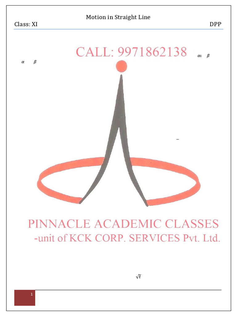 Motion in Straight Line DPP | PDF | Acceleration | Velocity