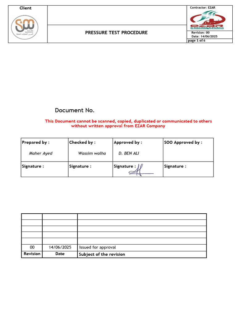 Pressure Test Procedure | PDF | Mechanical Engineering | Gases