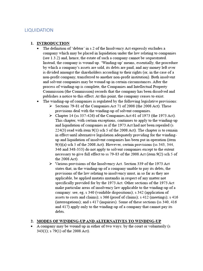 Understanding Company Liquidation Processes | PDF | Liquidation ...