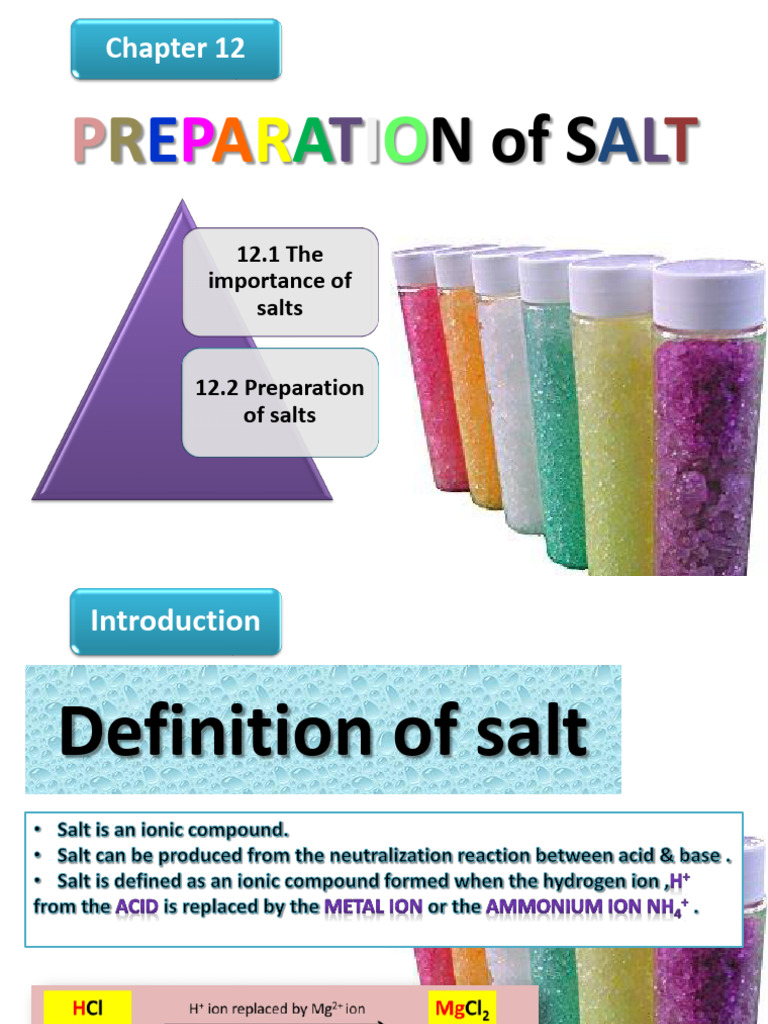 Salt Preparation Methods and Uses | PDF | Salt (Chemistry) | Hydroxide