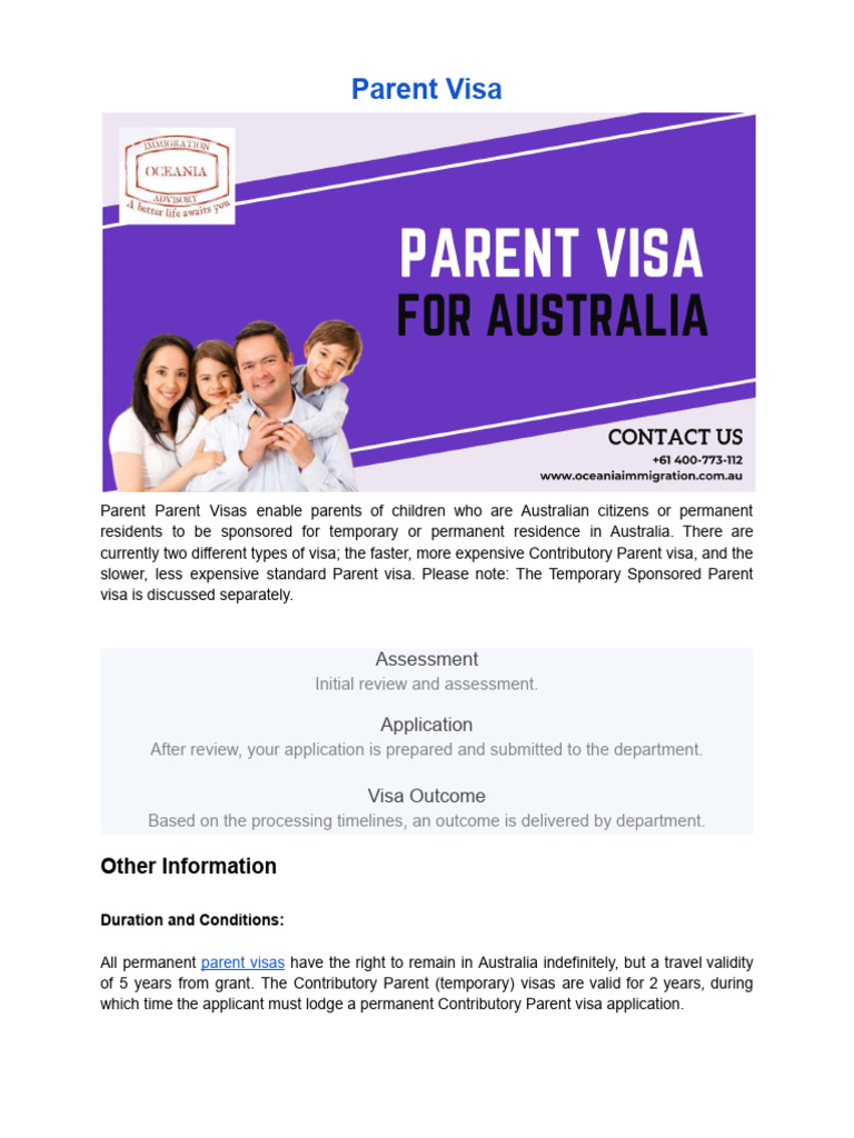 Parent Visa Options and Requirements | PDF | Travel Visa | Australia