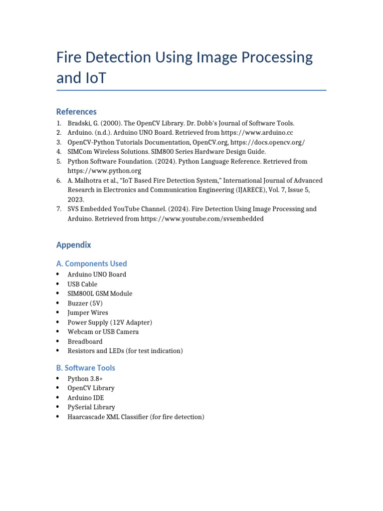 IoT Fire Detection with Image Processing | PDF
