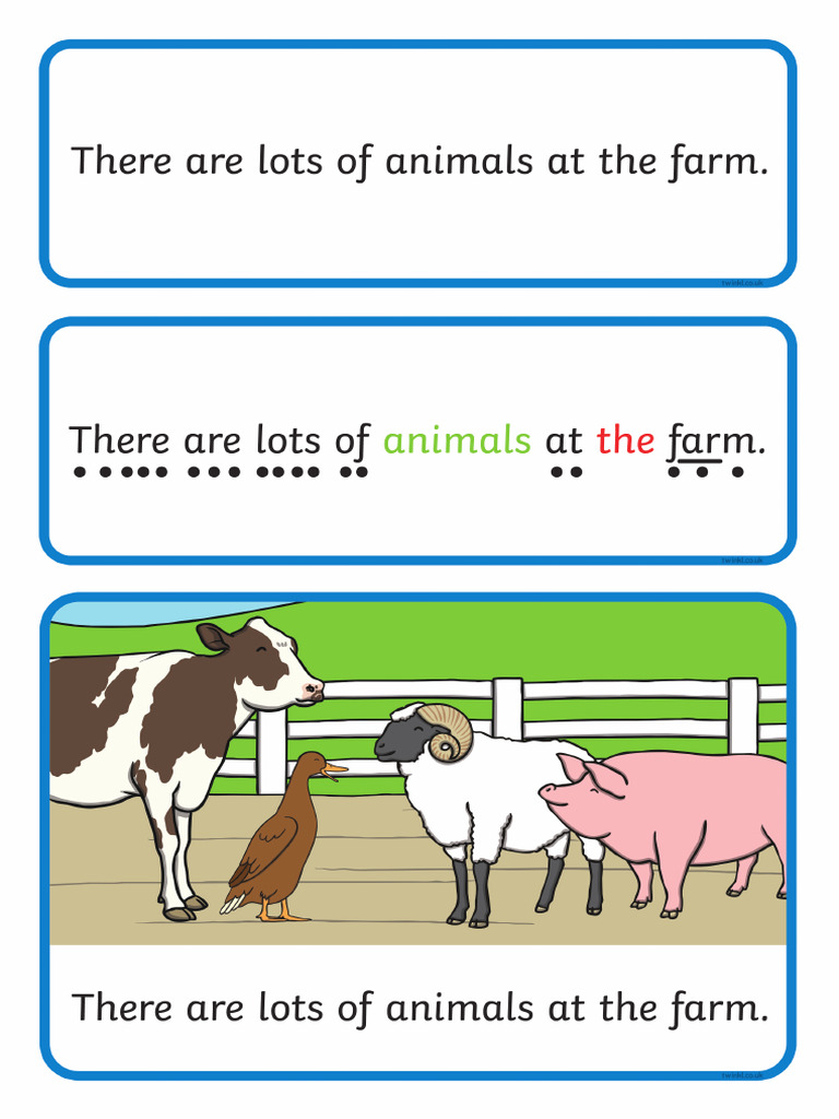 T L 51818 at The Farm Simple Sentence Cards Ver 3 | PDF