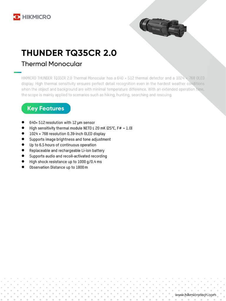 HikMicro Thunder TQ35CR 2.0 Handheld Thermal Clip-On Attachment ...