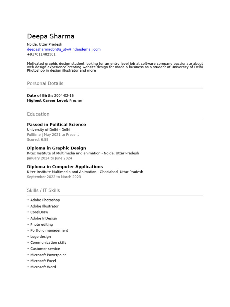 CV Deep A Sharma | PDF