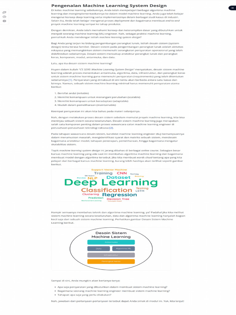 Pengenalan Machine Learning System Design - Machine Learning Terapan | PDF