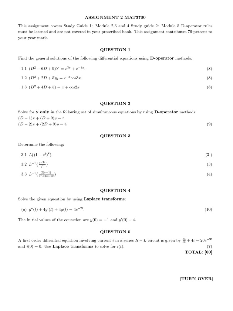 MAT3700 Assignment2 2025 | PDF