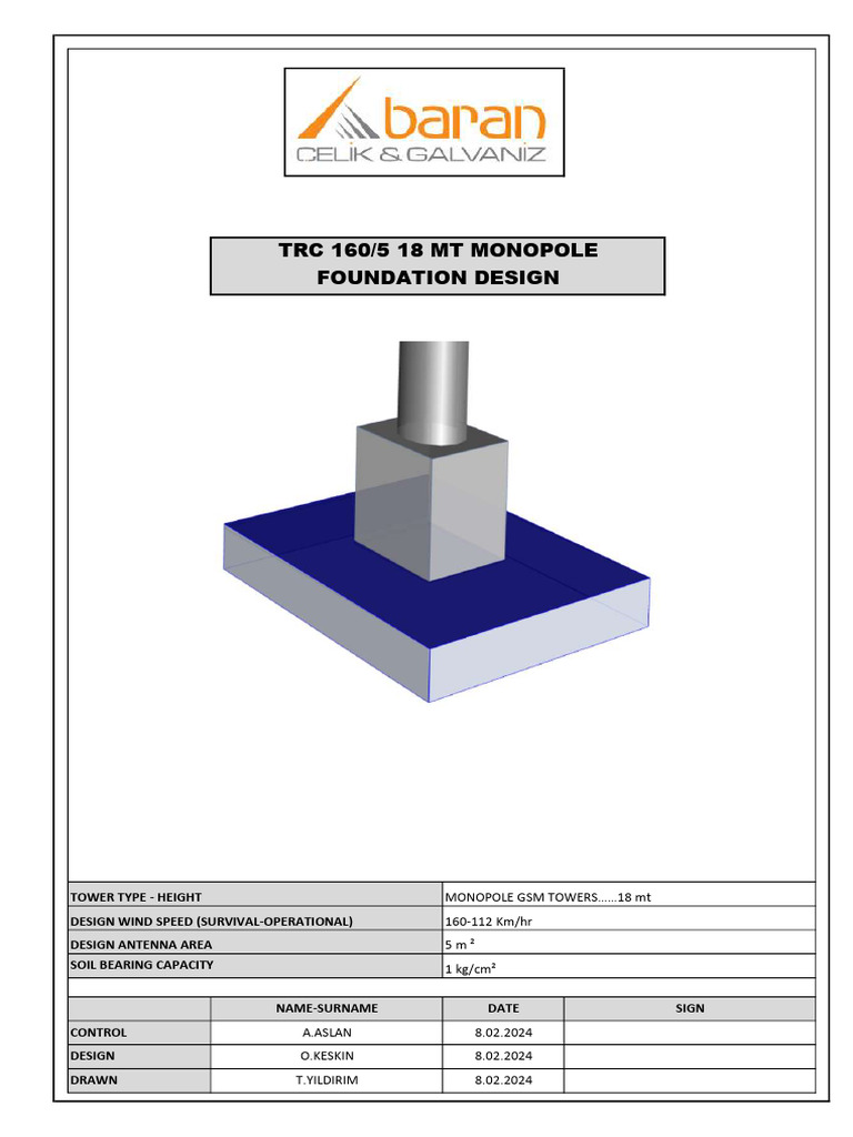 18 MT Monopole Foundation Design Report | PDF | Mechanical Engineering ...