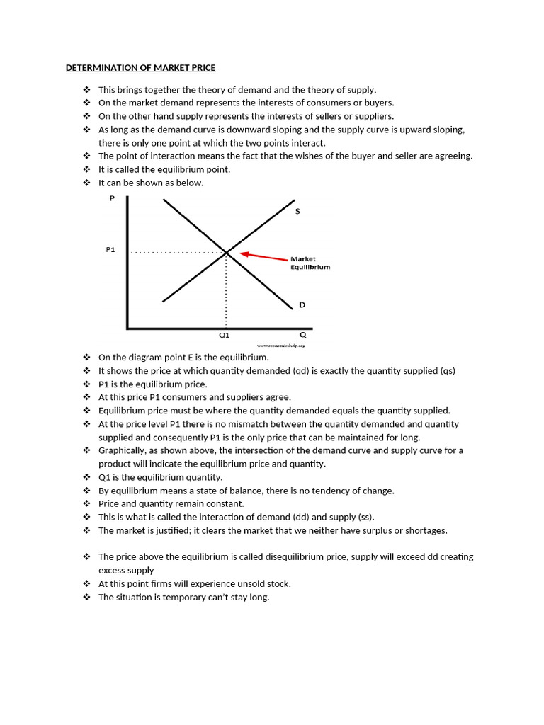 Determination of Market Price | PDF | Economic Equilibrium | Supply ...
