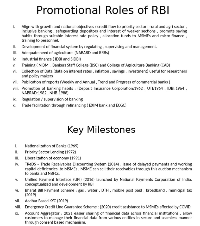 Promotional Roles of RBI | PDF