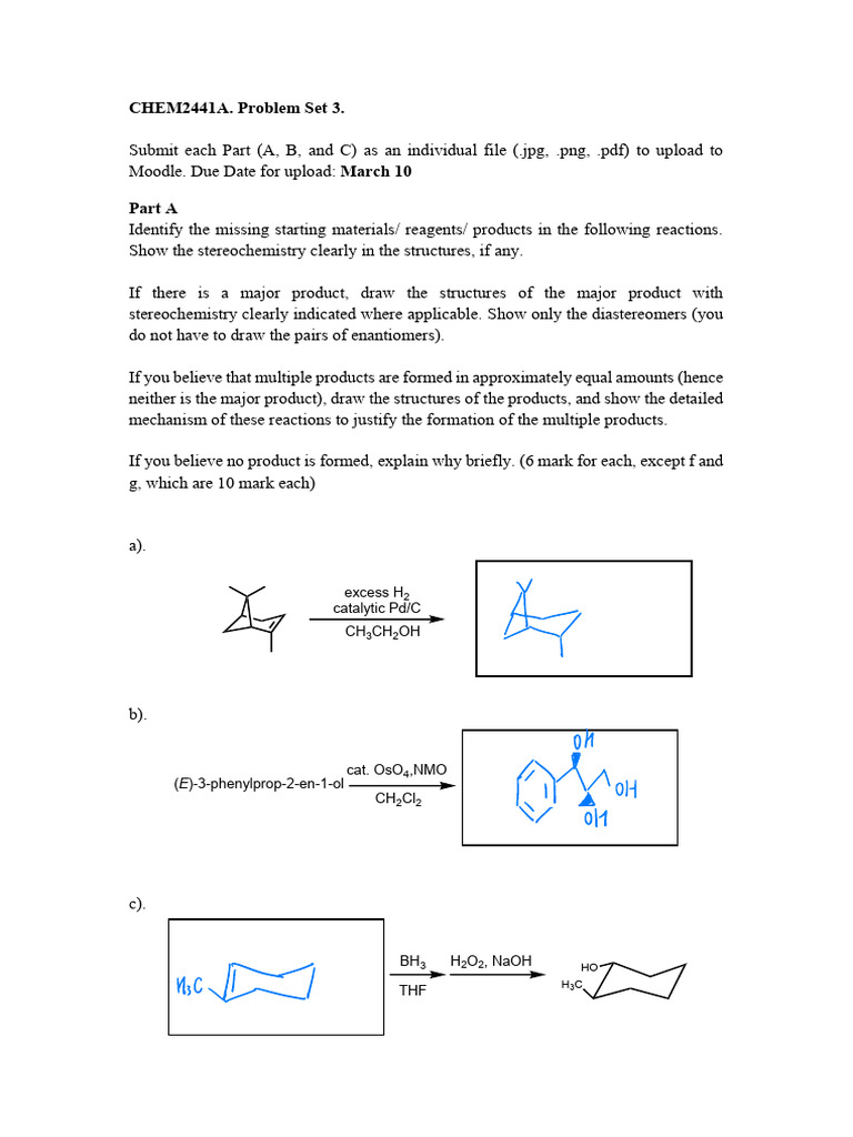 CHEM2441A Problem Set3 Part A | PDF