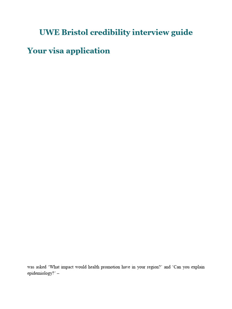 UWE Credibility Interview Guide | PDF | Cost Of Living | Travel Visa